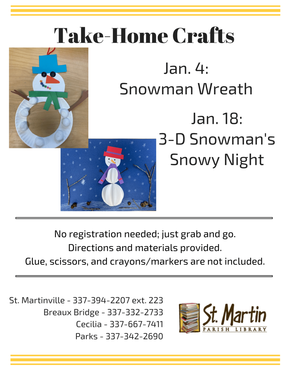 January Take-Home Craft | St. Martin Parish Library