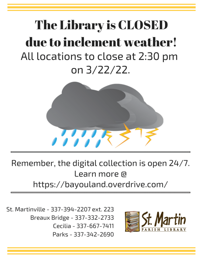 Library Closure | St. Martin Parish Library